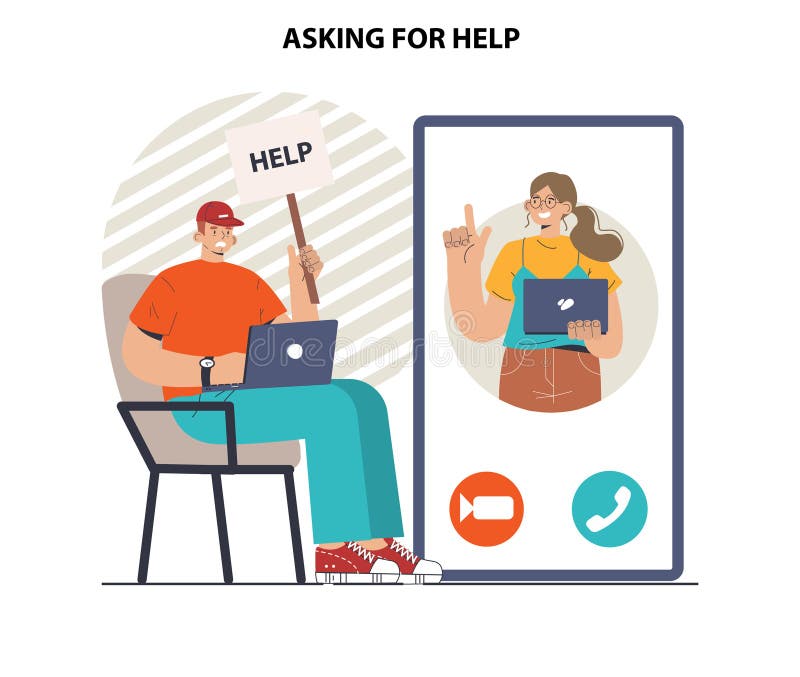 Asking for Help Concept. Character Seeking Support from Other Stock ...