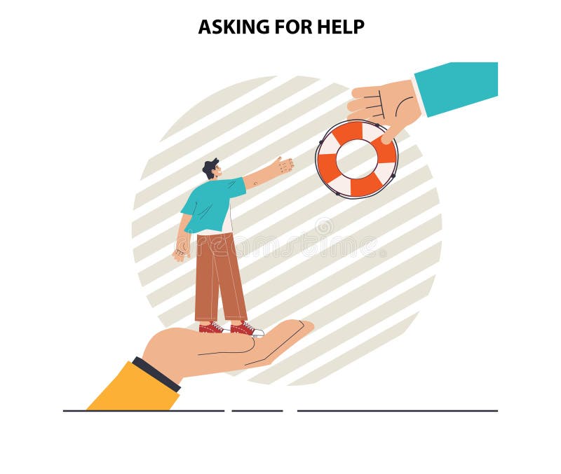 Asking for Help. Character Seeking Support from Other People Stock ...