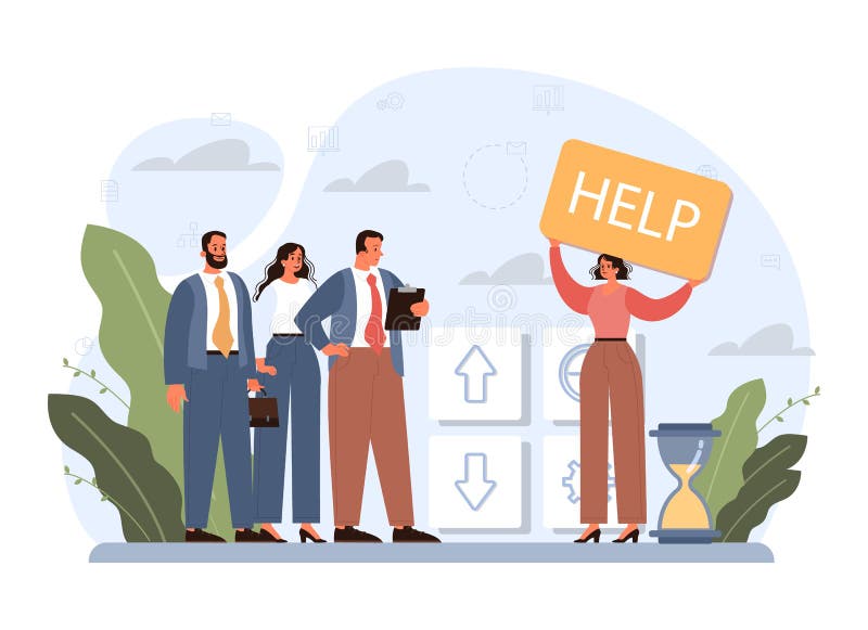 Asking for Help Concept. Character Seeking Support from Other Stock ...