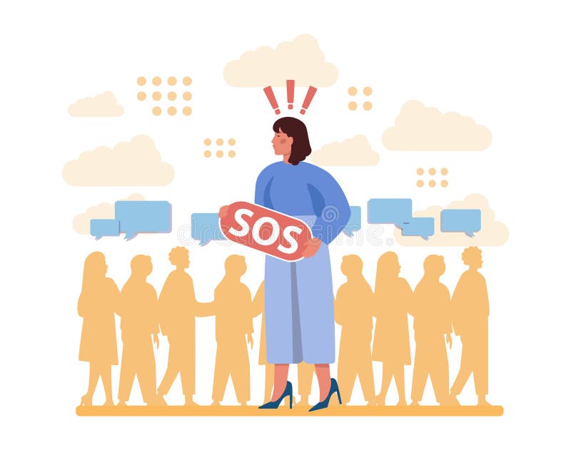 Asking for Help Concept. Character Seeking Support from Other Stock ...