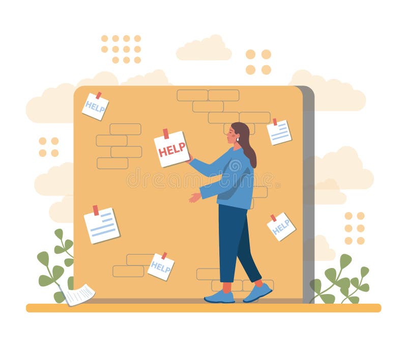 Asking for Help Concept. Character Seeking Support from Other Stock ...