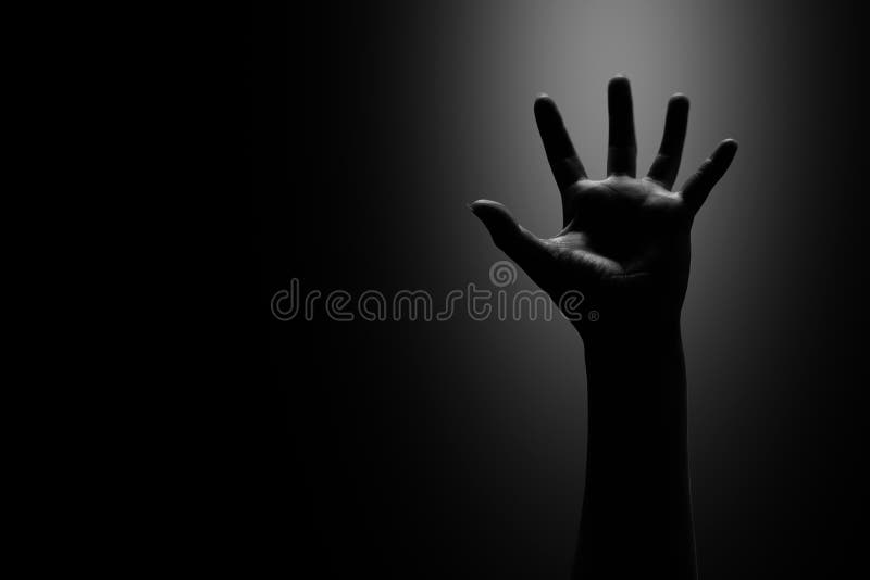 Asking a Helping Hand in the Dark with Light Stock Image - Image of ...
