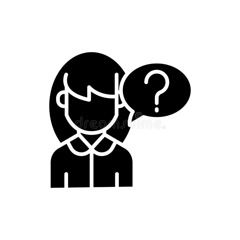 Asking a Question Black Icon Concept. Asking a Question Flat Vector ...