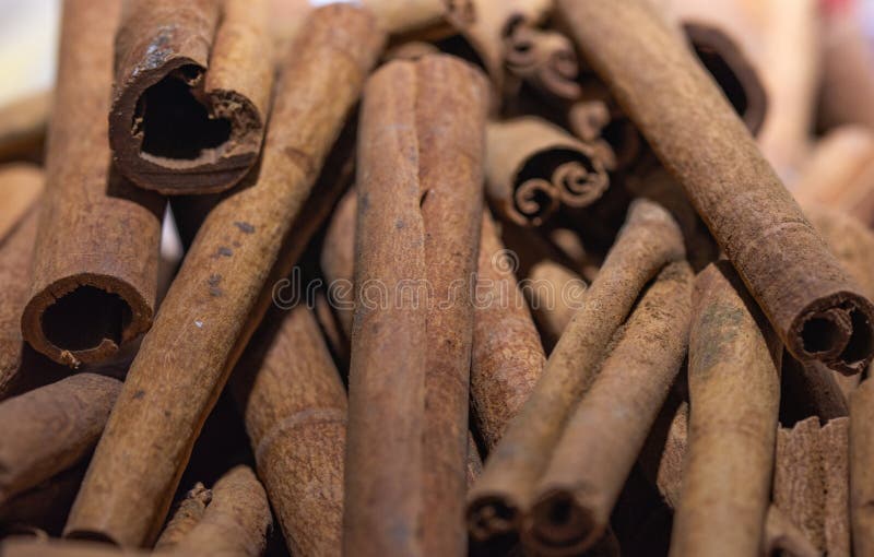 A Slide of Fragrant Brown Cinnamon Tubes Stock Photo - Image of tubules ...