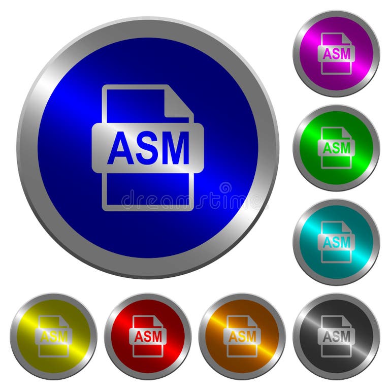 ASM File Format Luminous Coin-like Round Color Buttons Stock Vector ...