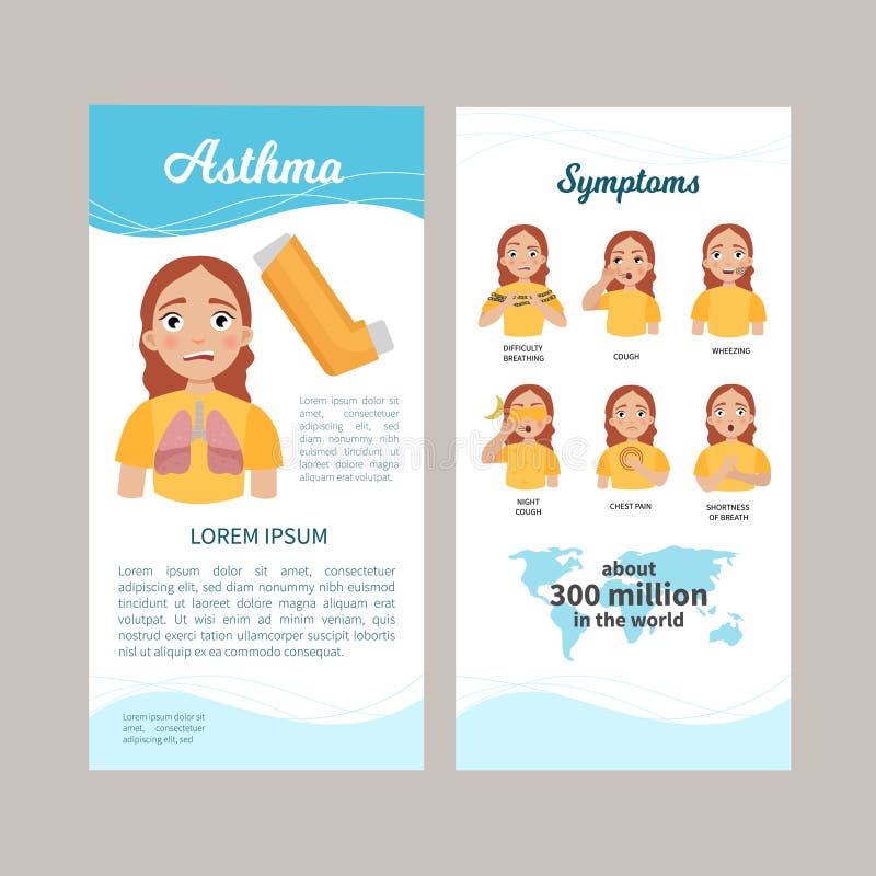 Signos Y Síntomas De Asma Vector Infografía Póster Médico. Problemas ...