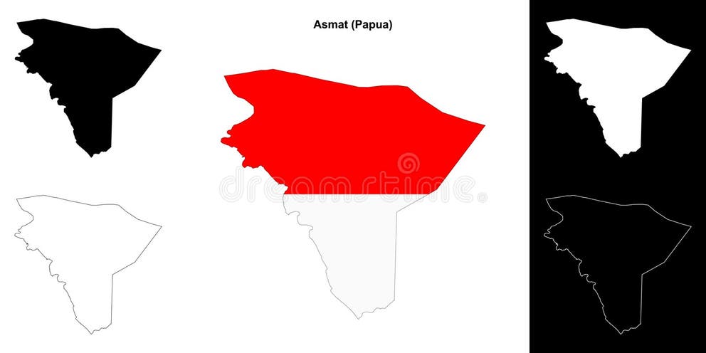 Asmat outline map stock vector. Illustration of kabupaten - 356956927
