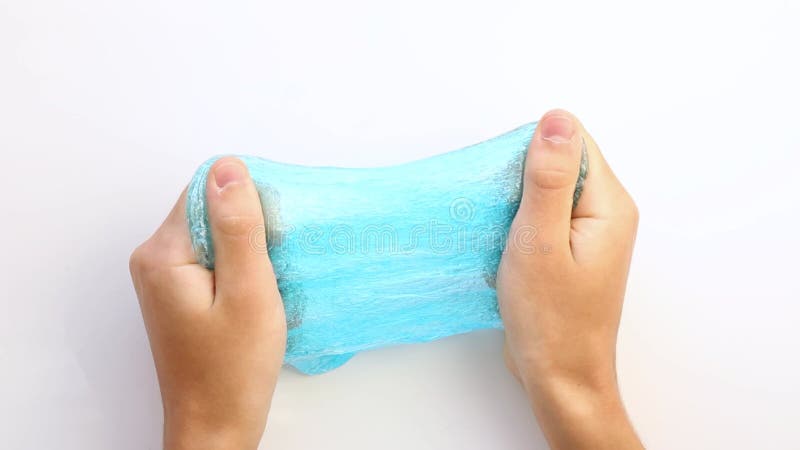 ASMR Blue Slime Stretching Entertainment for Stress Relief. Stock ...