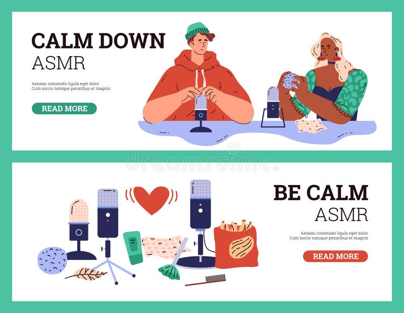 ASMR Recording Experience Collection Vector Set Stock Illustration ...