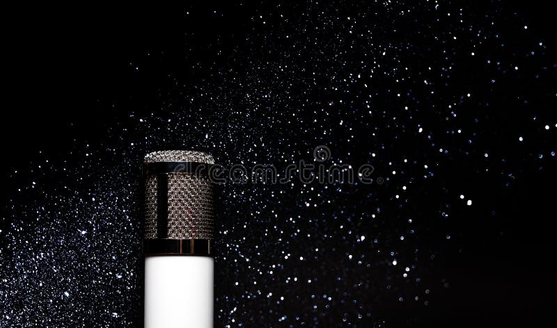 ASMR White Metalic Microphone on White Background. Top Horizontal View ...