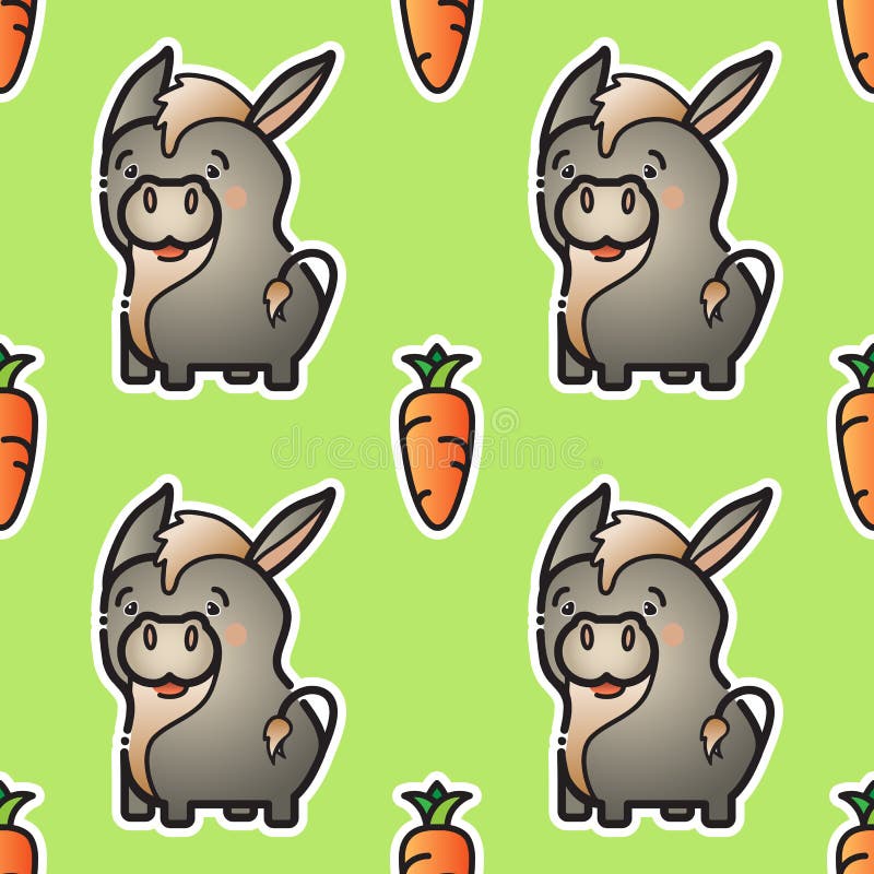 Asno Bonito E Cenoura Vector O Teste Padrão Sem Emenda Ilustração do ...