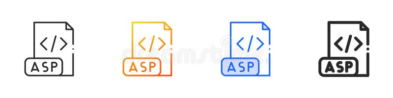 Asp Icon.Thin Linear, Gradient, Blue Stroke and Bold Style Design ...