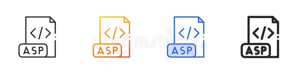 Asp Icon.Thin Linear, Gradient, Blue Stroke and Bold Style Design ...