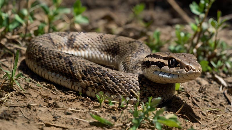Asp Viper Vipera Aspis Basking on the Ground Stock Illustration ...