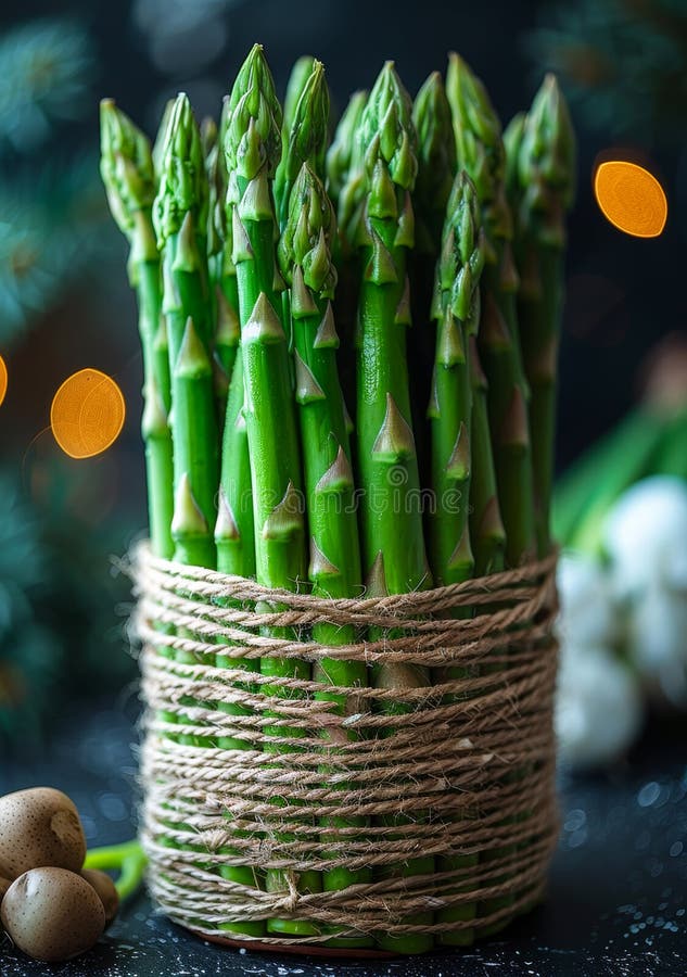 Asparagus is Healthy Vegetable. a Green Bush Asparagus with Twine on a ...
