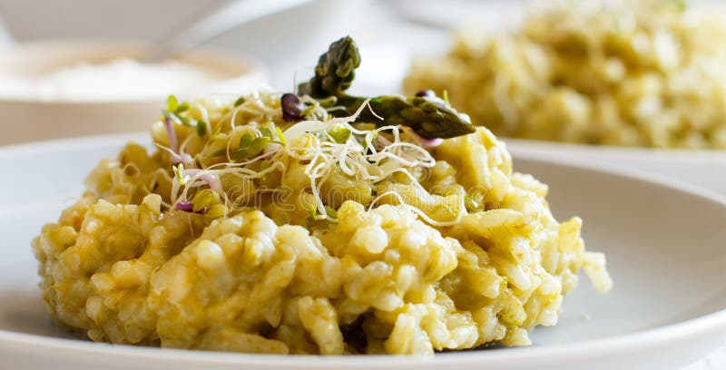 Asparagus risotto close up stock photo. Image of closeup - 94029158