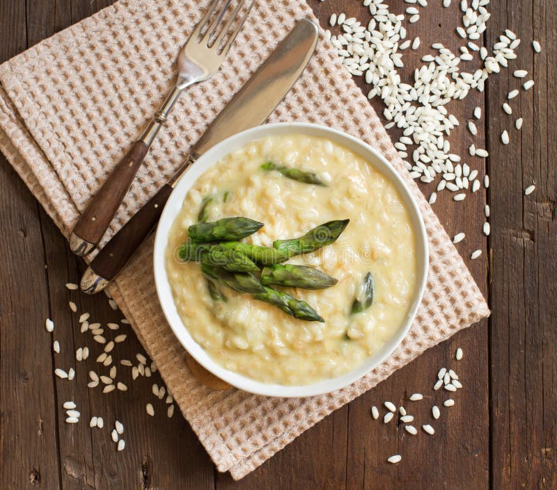 Asparagus Risotto with Parmesan and Taleggio Stock Photo - Image of ...