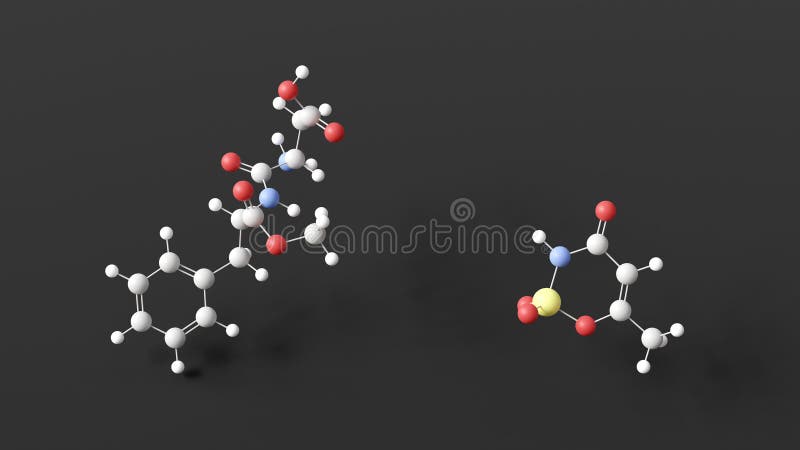 Aspartame Acesulfame Salt Molecule Structural Chemical Formula Ball