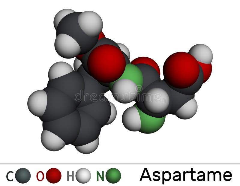 Aspartame, APM, Molecule. Sugar Substitute and E951. Molecular Model ...