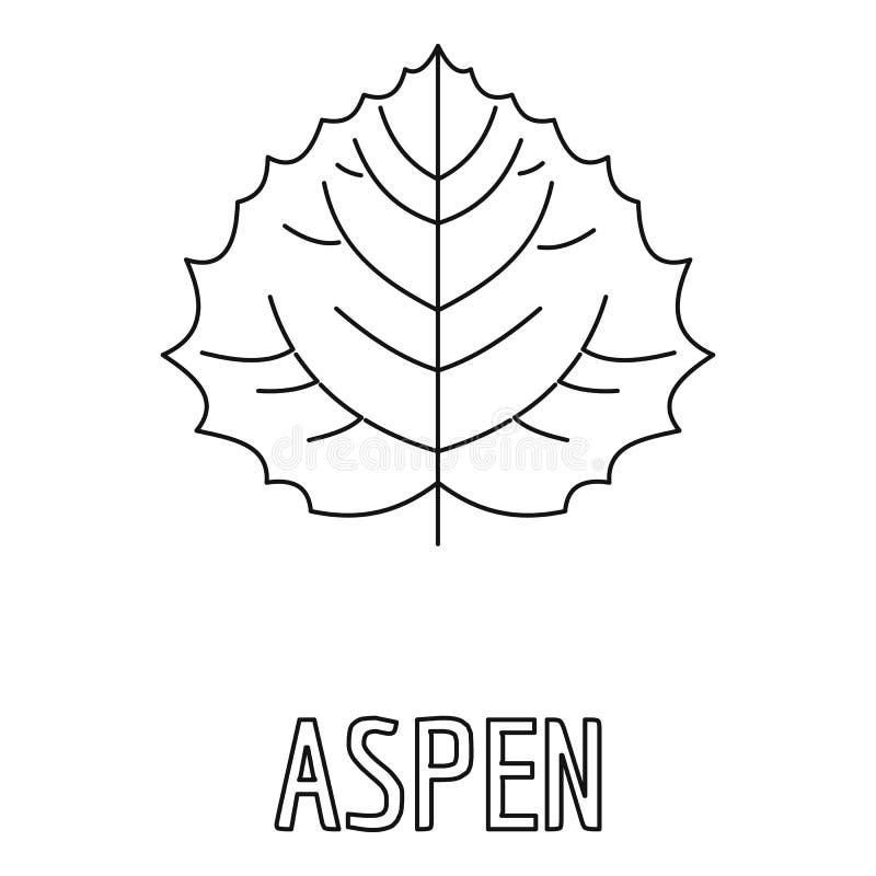 Aspen Leaf Icon, Outline Style. Stock Illustration - Illustration of ...