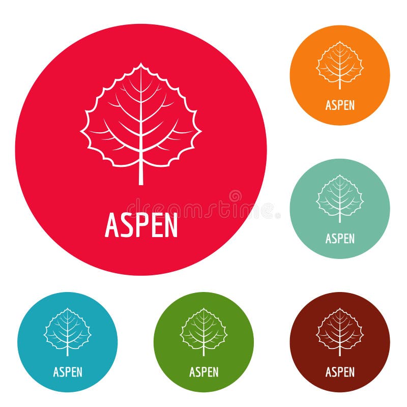 Aspen Leaf Icons Circle Set Vector Stock Vector - Illustration of ...