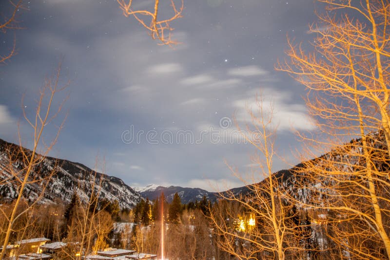Aspen Sky at Night stock image. Image of steep, trees - 207374921