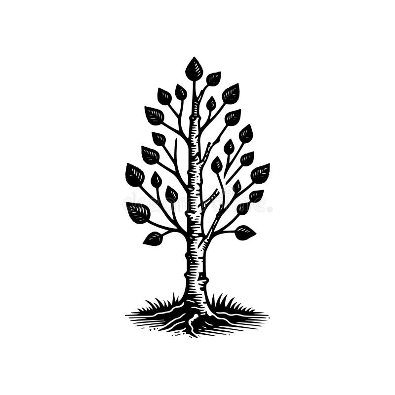 Aspen Tree Growing Vector for Vintage Logo and Rustic Illustration ...