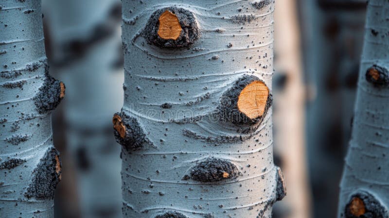 Aspen Tree Trunk Detail Showing Knots and Texture Stock Illustration ...