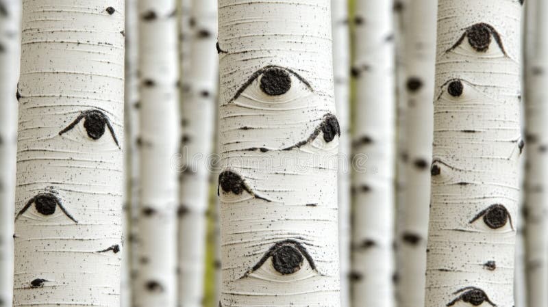 Aspen Trees Form Eyelike Patterns in Nature Stock Illustration ...