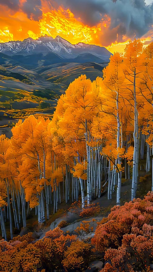 Aspen Trees in the Mountains at Sunset Stock Image - Image of sunset, natural: 327623921