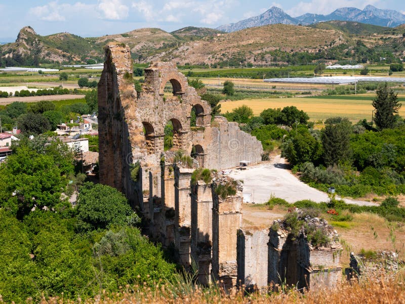 Aspendos Ancient City. Aspendos Acropolis City Ruins, Cisterns ...