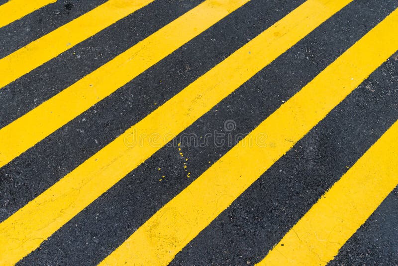 Yellow Diagonal Stripes Road Yellow Stripes Painted On A Road Stock