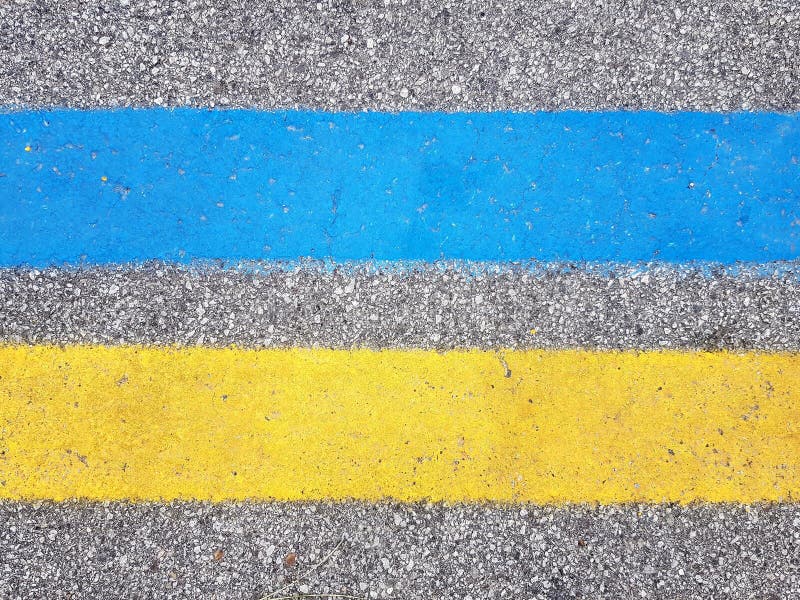 Asphalt Background Texture with Yellow and Blue Line on the Road. Stock ...