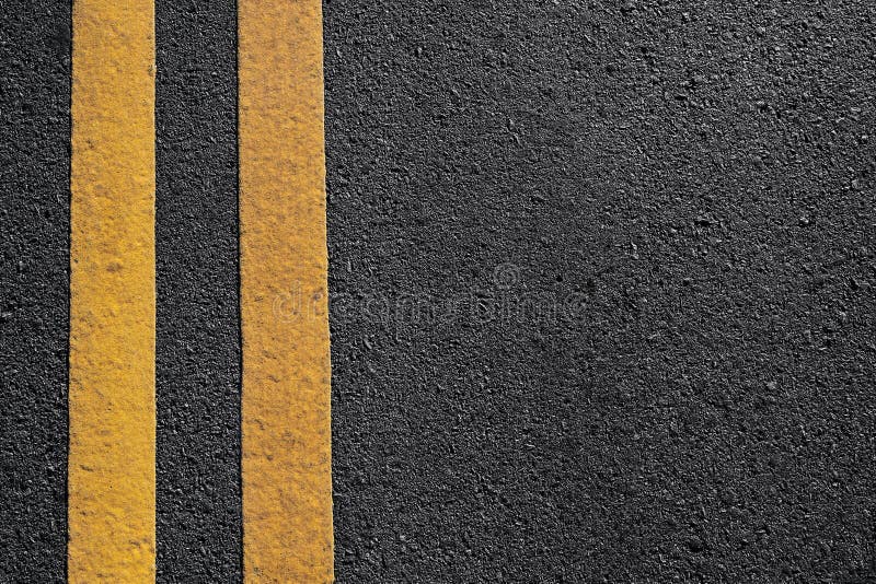 Asphalt Background with Yellow Line Texture High Angle View Closeup ...