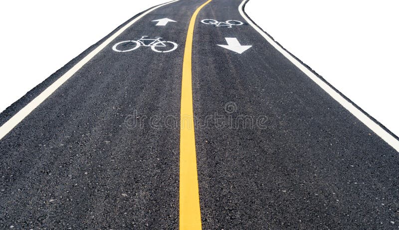 Asphalt Bicycle Road with Yellow Line Stock Photo - Image of street ...