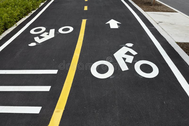 Asphalt bike lanes stock image. Image of symbol, road - 135883165