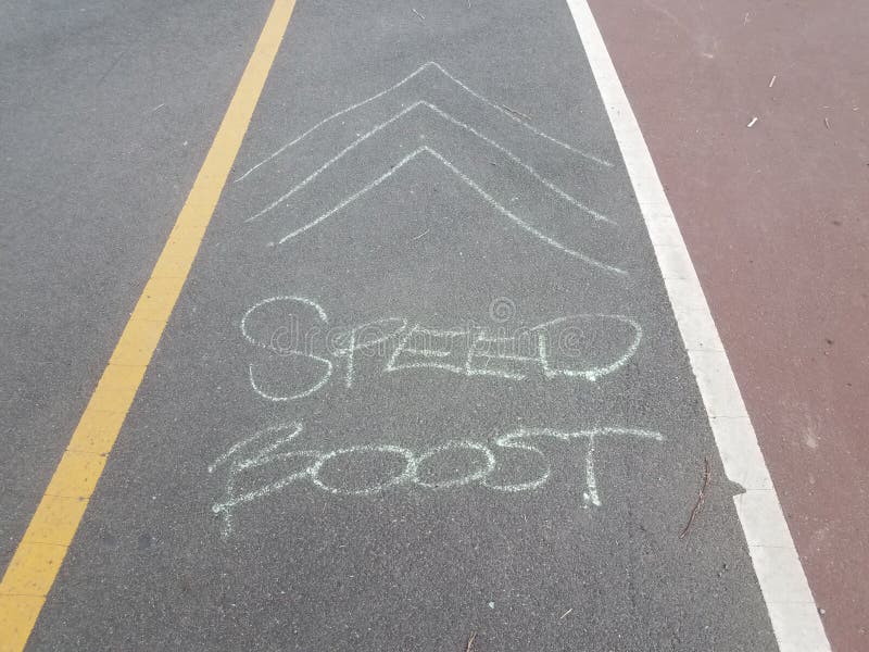Asphalt Bike Trail or Path with Speed Boost and Arrows on the Ground ...