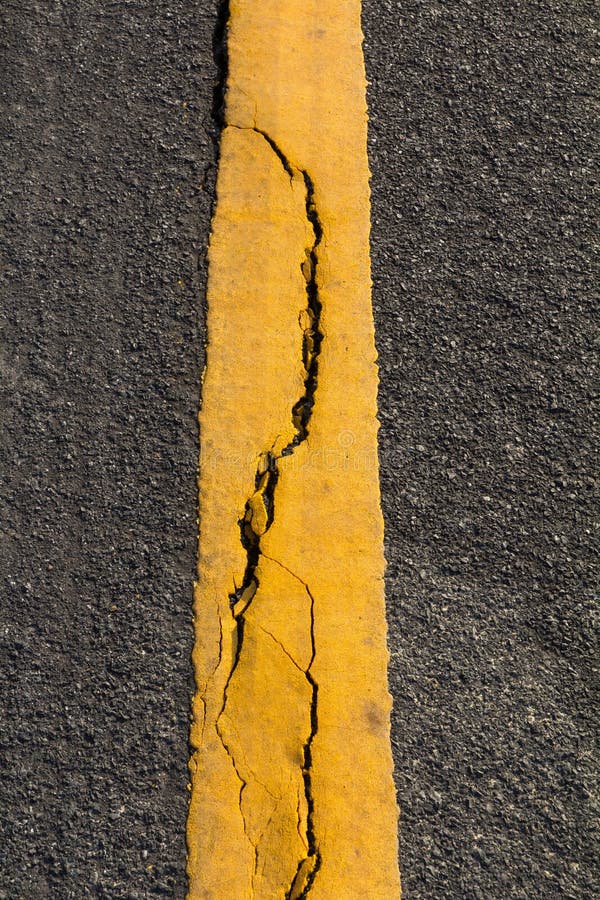 Asphalt broken yellow line stock image. Image of dirty - 53643051