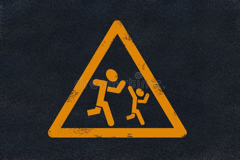Asphalt Children Running Yellow Marking Stock Photo - Image of street ...