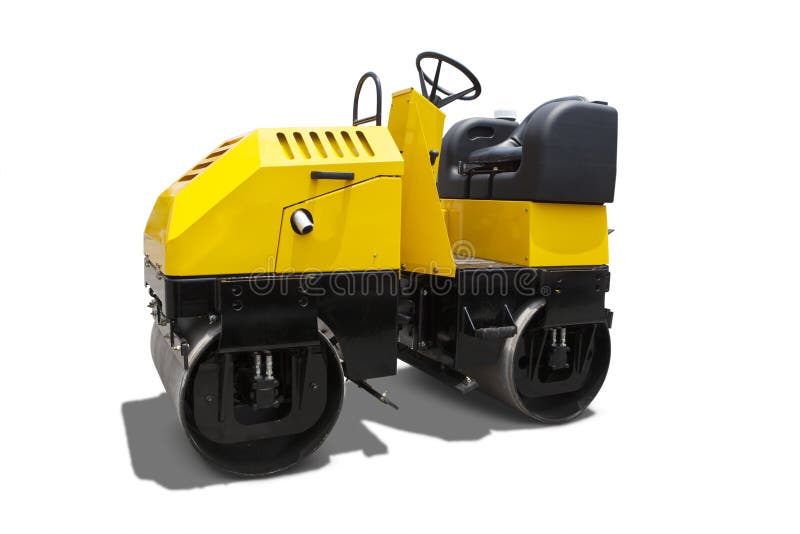 Road Roller Isolated on White Background. Stock Illustration ...