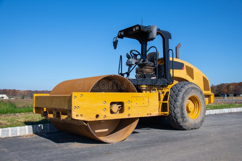 Asphalt compactor tractor stock image. Image of industrial - 260591573