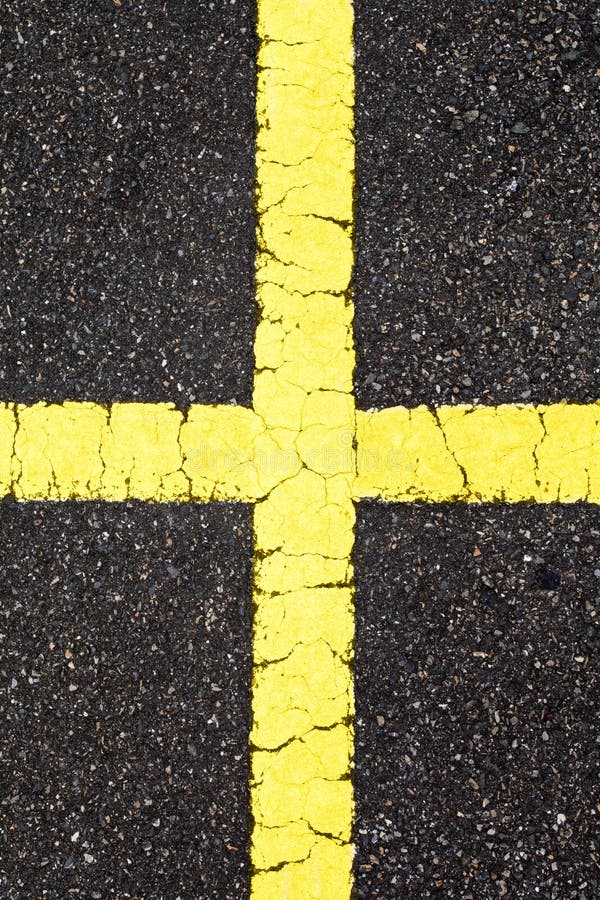 Asphalt with Cross Yellow Line Stock Photo - Image of highway, outside ...