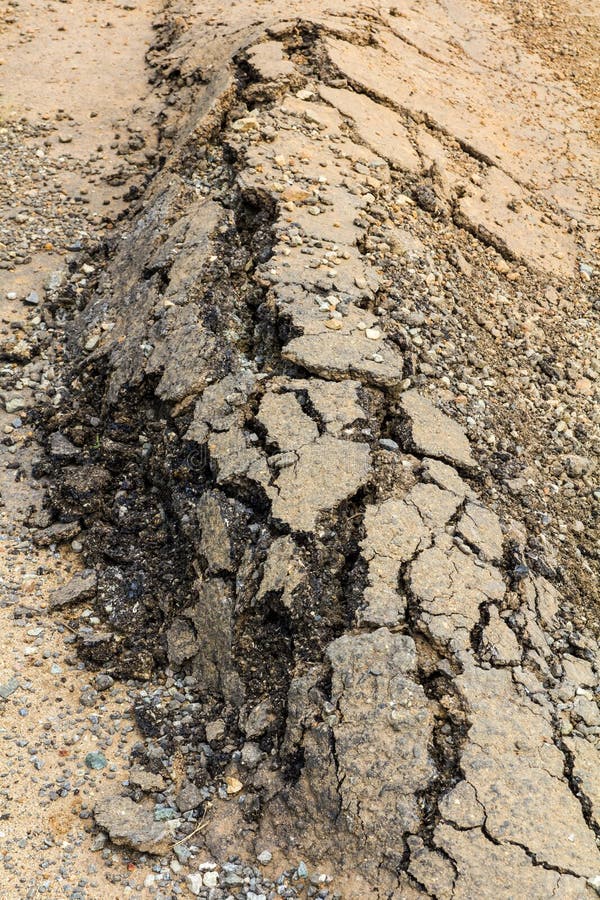 The Surface Asphalt Cracking Linear Curve Stock Photo - Image of grey ...