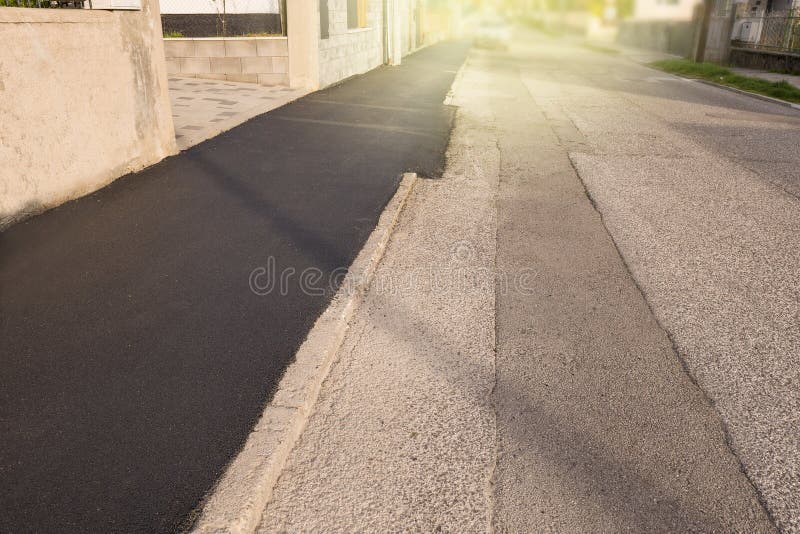 Asphalt Driveway Curb Ramp in Residential Area Stock Image - Image of ...