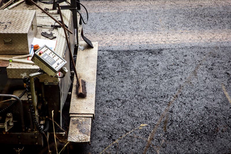 Asphalt Finisher, Paver Constructing a Asphalt Road Stock Photo - Image ...