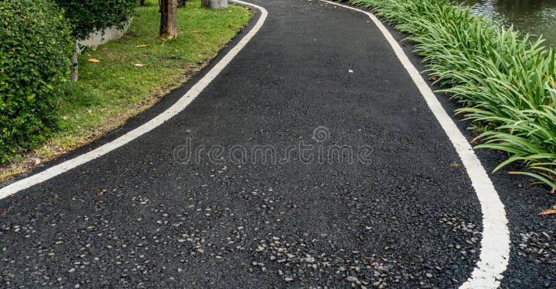 Asphalt Footpath in the Park Stock Photo - Image of material, surface ...