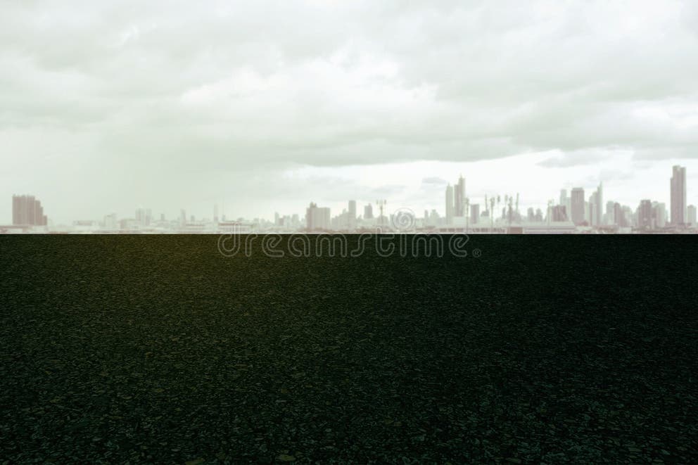 Asphalt Ground with Scenery of Cityscape Background. Stock Photo ...