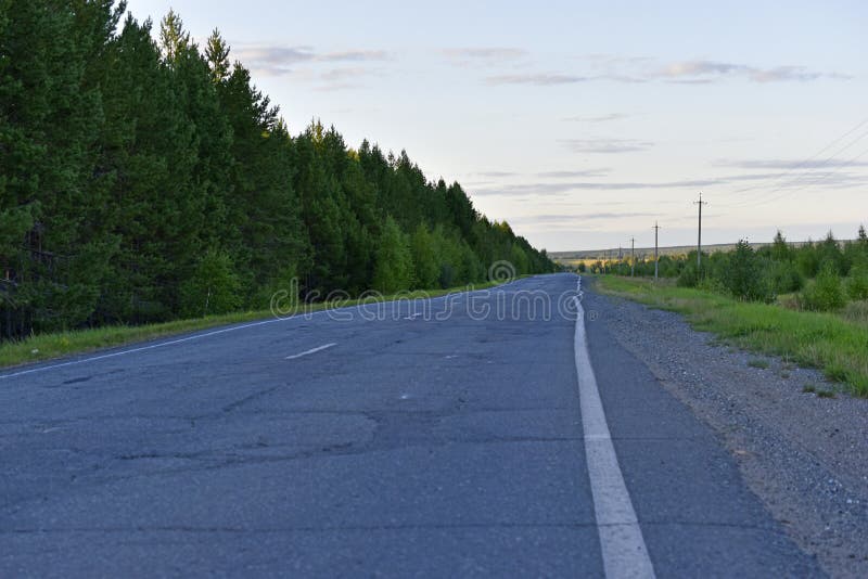 Asphalt High-speed Highway in the Forest in Summer Stock Photo - Image ...