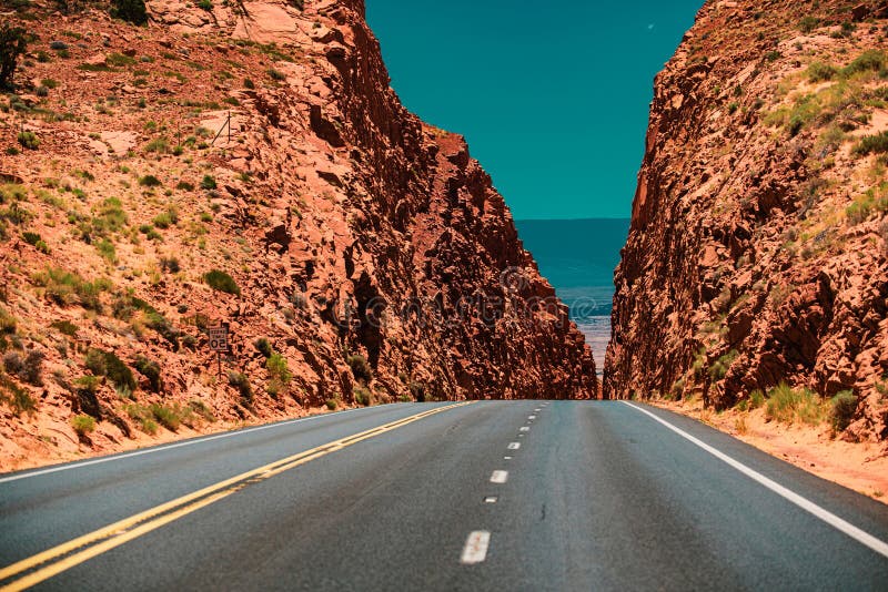 Asphalt Highways and Mountains. Road Against the High Rocks. Stock ...