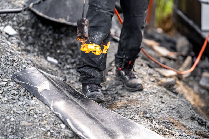 Asphalt Insulation of Buildings. Waterproofing, Application of Help To ...